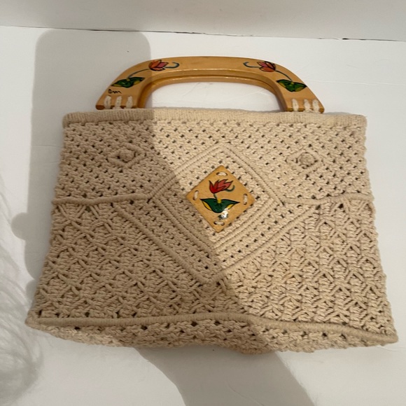 Unbranded | Bags | Macrame Boho Cottagecore Purse Wooden Handles ...
